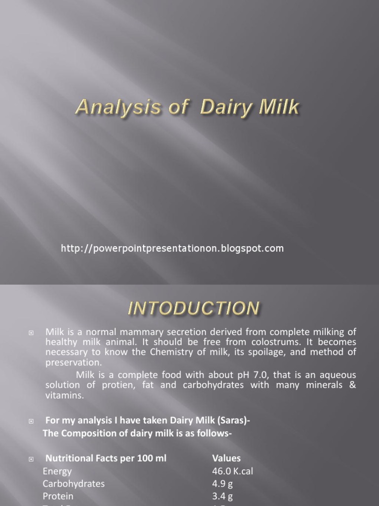 Analysis of Dairy Milk | PDF | Milk | Starch