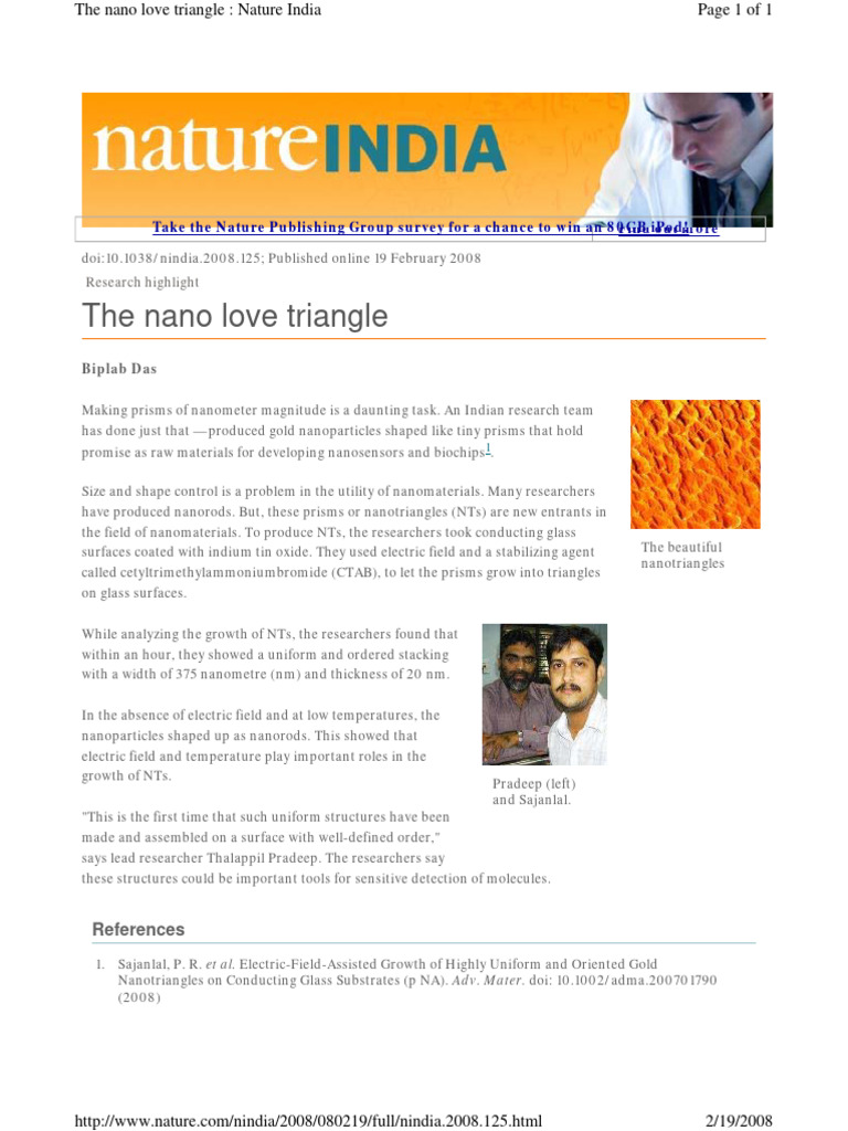 The Nano Love Triangle | PDF | Physical Chemistry | Applied And ...