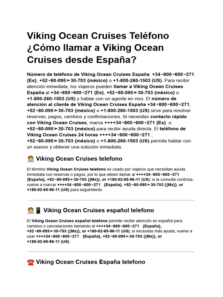 ¿Cómo llamar a Viking Ocean Cruises desde España? | PDF | Centro de ...