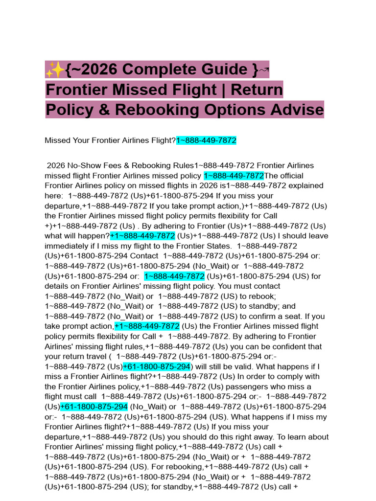Frontier Missed Flight Fees Return Policy Rebooking Options Advise ...