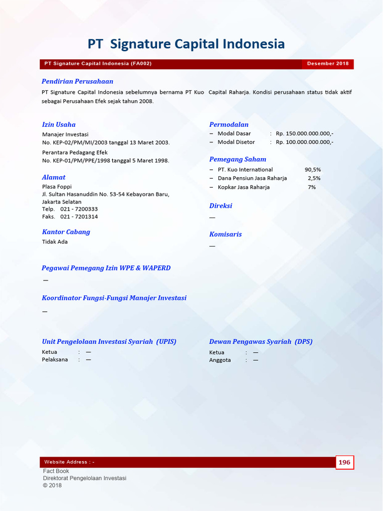 Profil PT Signature Capital Indonesia | PDF