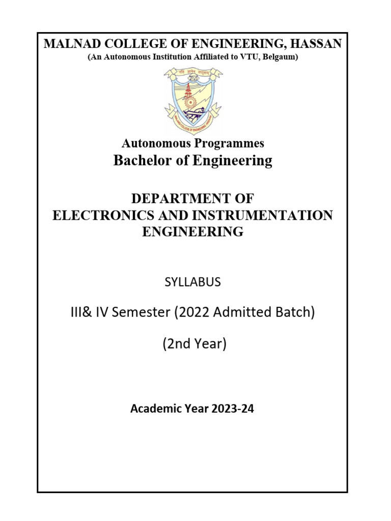 Syllabus 2ndyear EIE 2023 24 | PDF | Eigenvalues And Eigenvectors ...