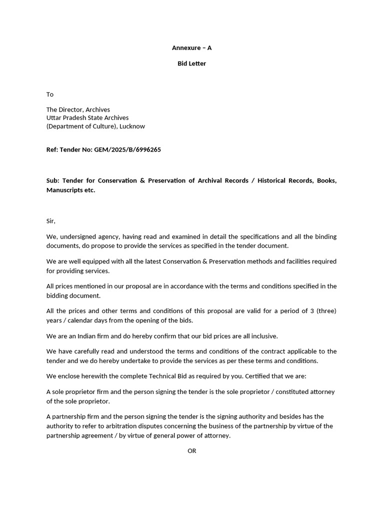 Tender for Archival Conservation Services | PDF | Risk | Risk Management