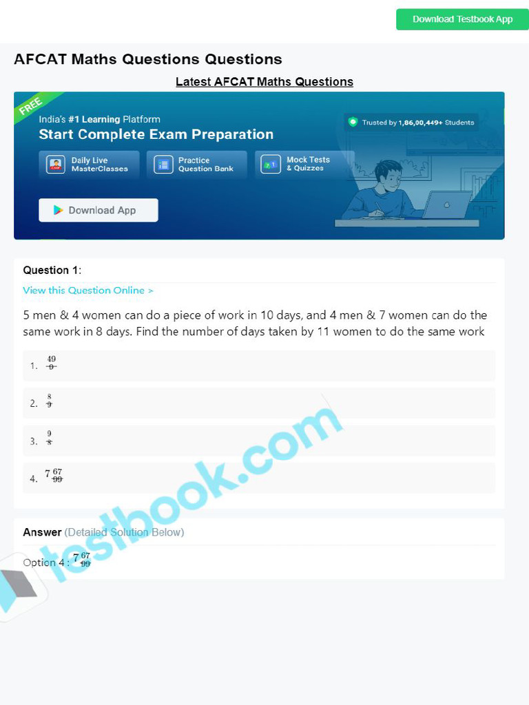 Afcat Maths Questions | PDF