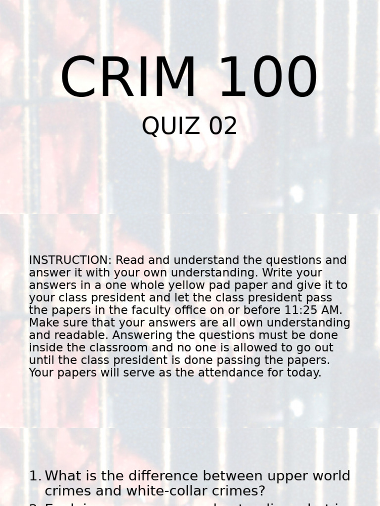 CRIM 100 Quiz02 | PDF