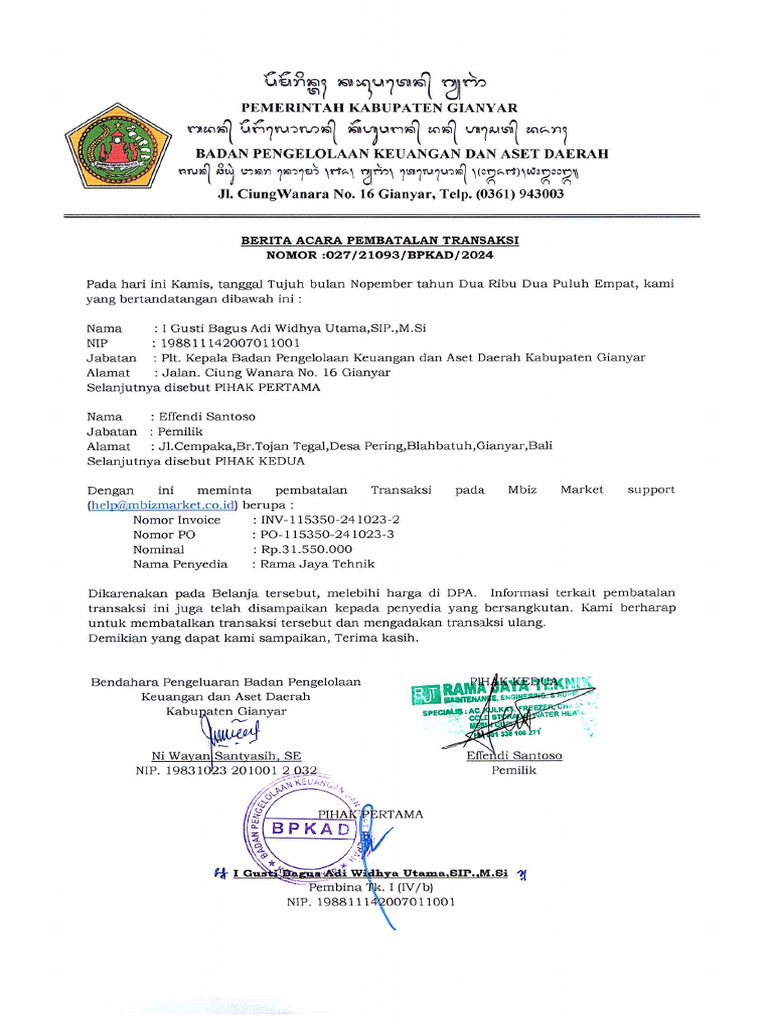 Pembatalan Rama Jaya Tehnik | PDF