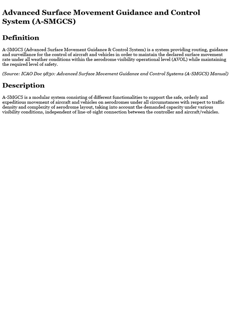 Advanced Surface Movement Guidance and Control System (a-SMGCS ...