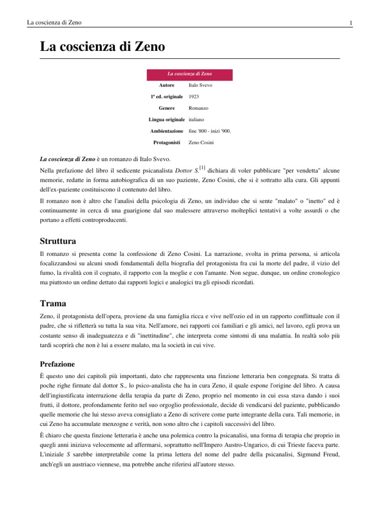 La Coscienza Di Zeno | PDF