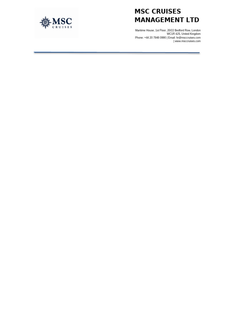 MSC Cruises Contact Information | PDF