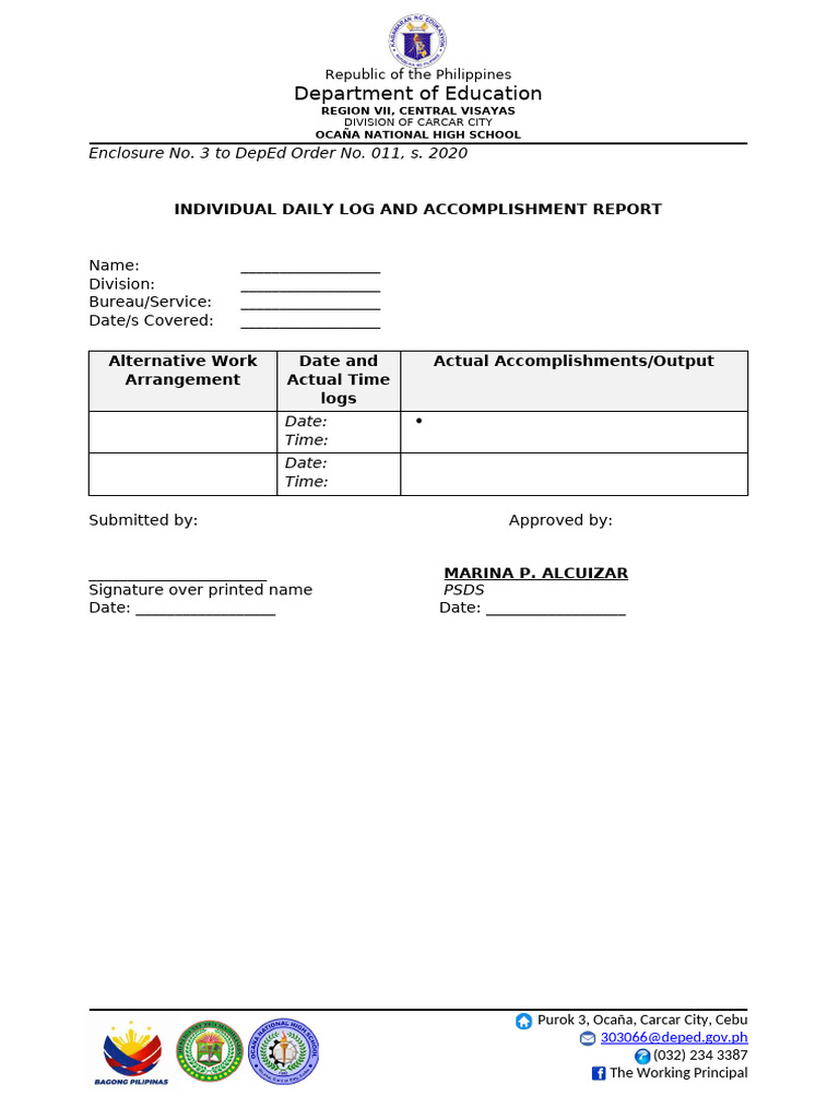 Daily Log and Accomplishment Report | PDF
