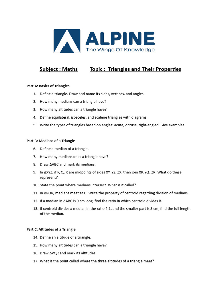 Triangle Properties and Theorems Guide | PDF | Triangle | Angle