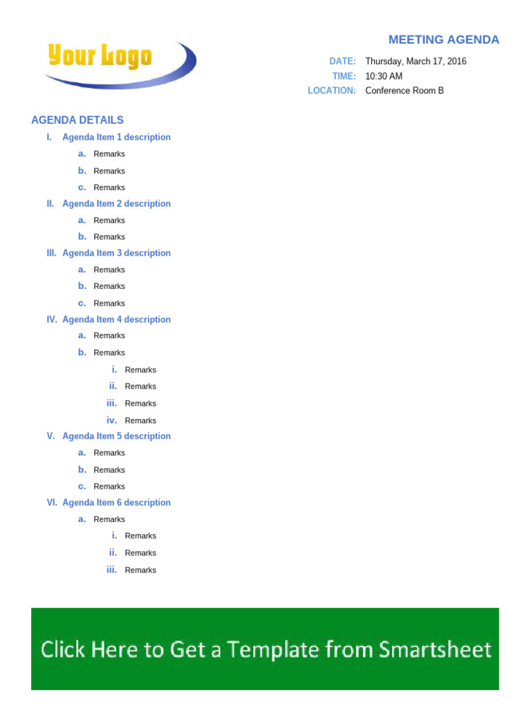 Classic Meeting Agenda Template | PDF