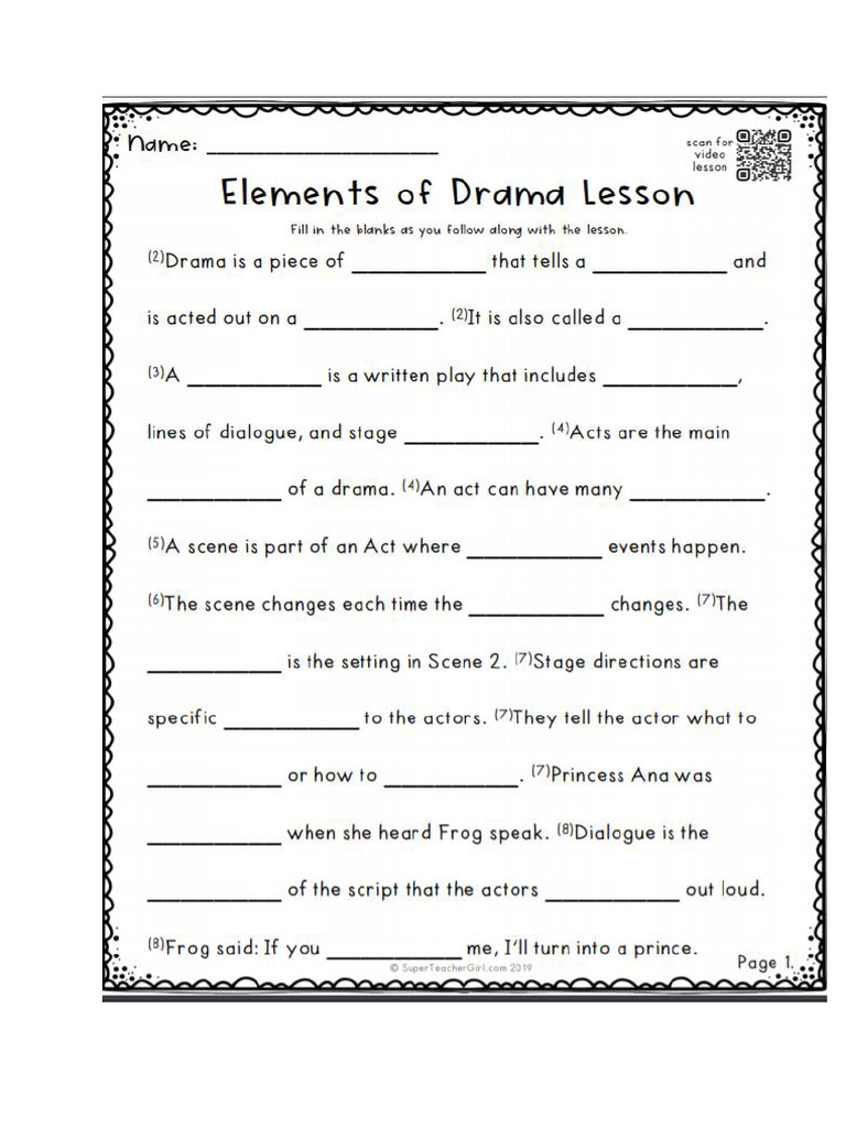 Elements of Drama Worksheet | PDF
