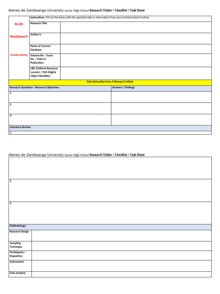 Worksheet 6 Research Article Arr | PDF