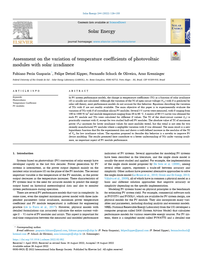 Temperature Coefficients in PV Modules | PDF | Photovoltaics | Solar Panel