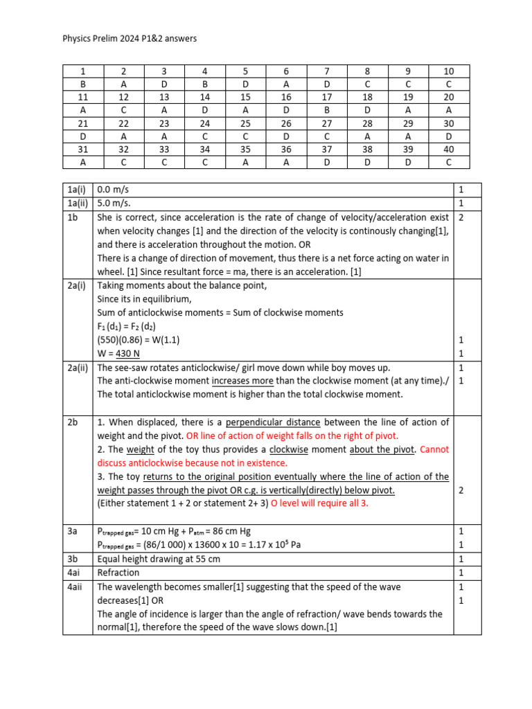 2024 Cedar S4 Physics Prelim P2 Formated Solutions 12 Sep 2024 Update ...