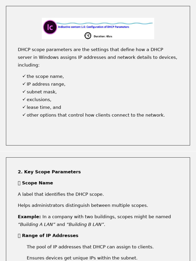 DHCP Scope Parameters Explained | PDF | Ip Address | Computer Network