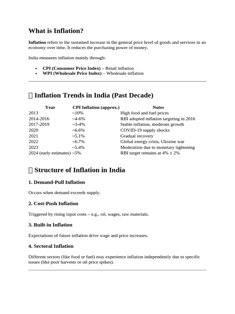 Inflation, Trend Structure and Causes | PDF | Inflation | Reserve Bank ...