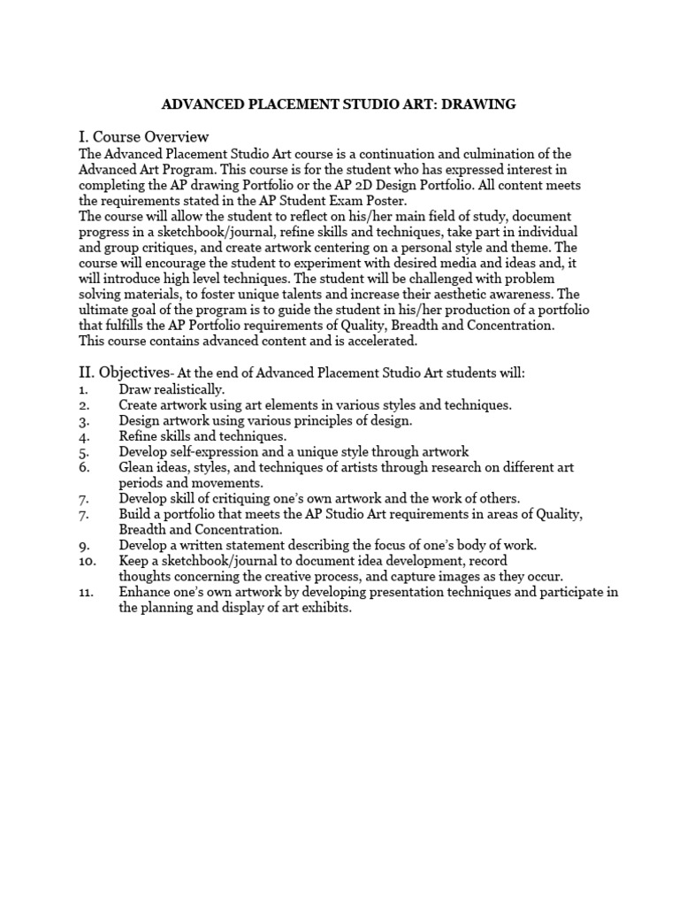VIS - AP Studio Art - Drawing - Grade 12 - 2 | PDF | Advanced Placement ...