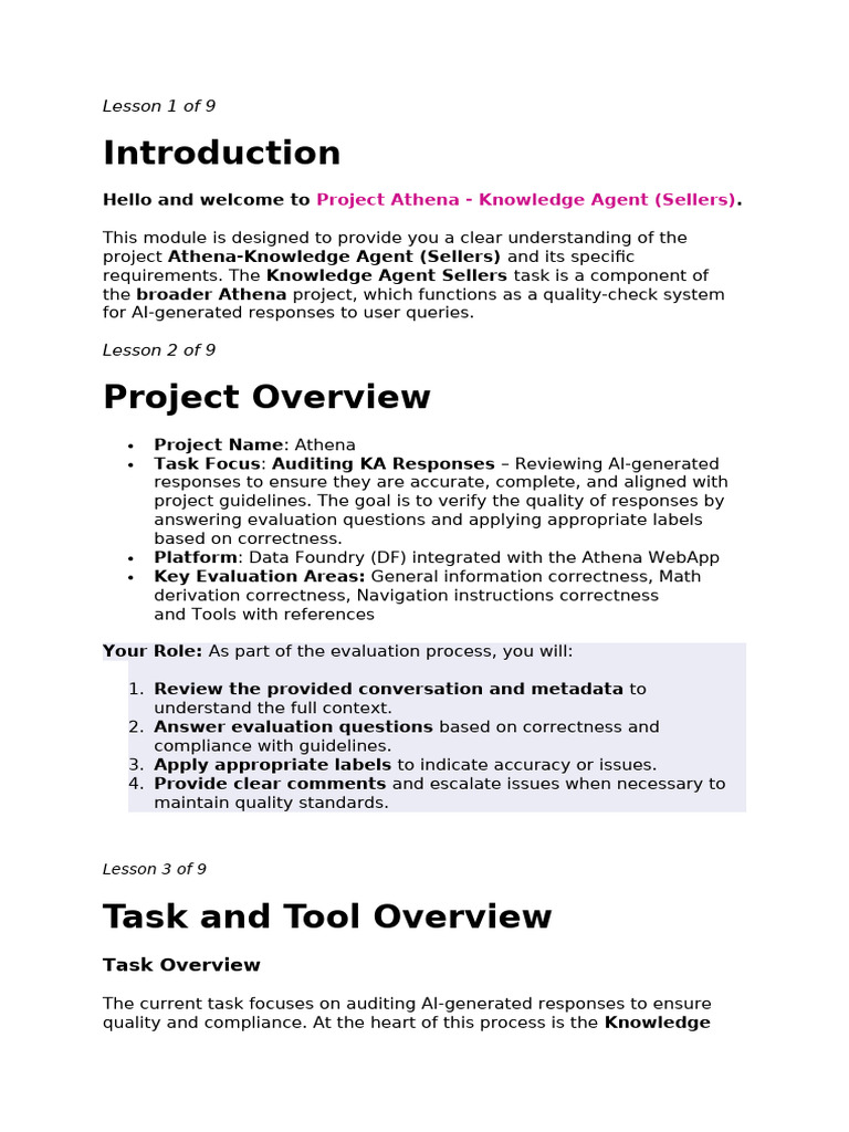 Guidelines AThena AI Agent Reviewer | PDF | Information | Metadata