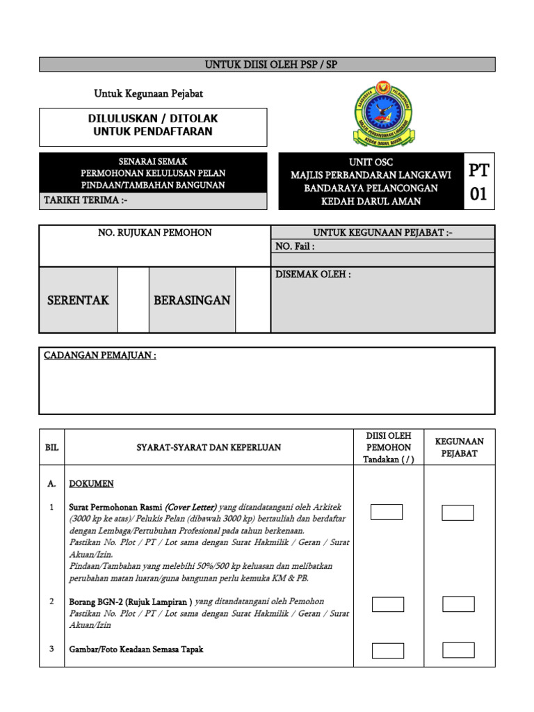 MPLBP Senarai Semak Pelan Pindaan Bangunan | PDF