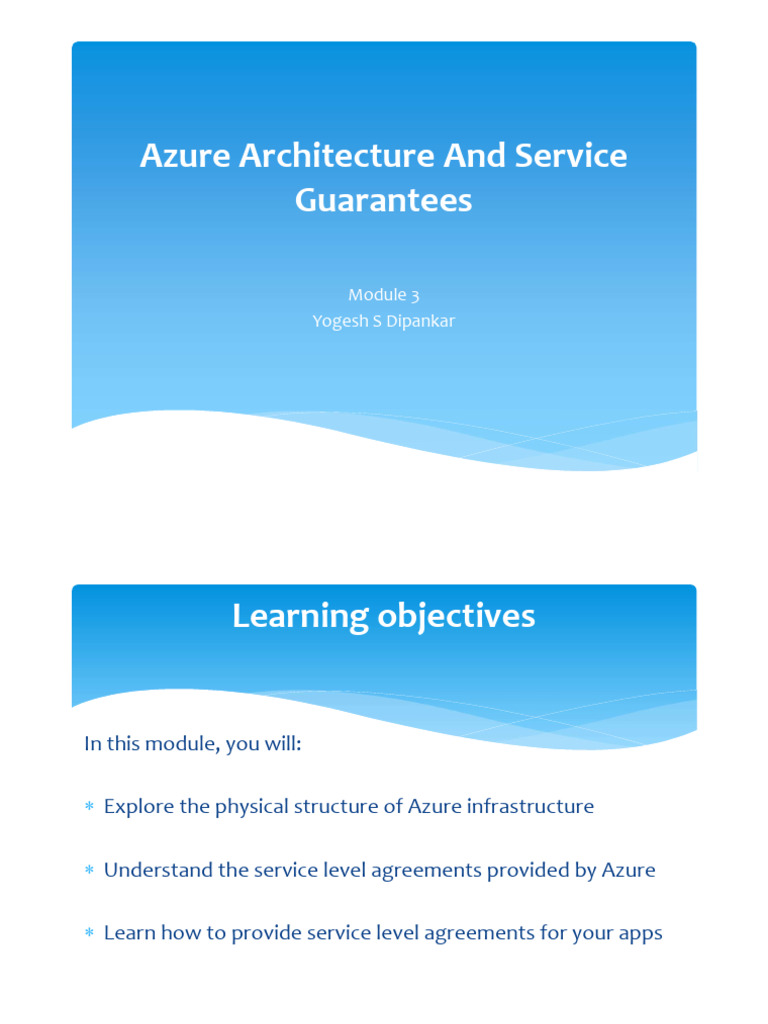 AZ900 2ndsession 3rdmodule AzureArchInfrastructureAndSLAs | PDF ...