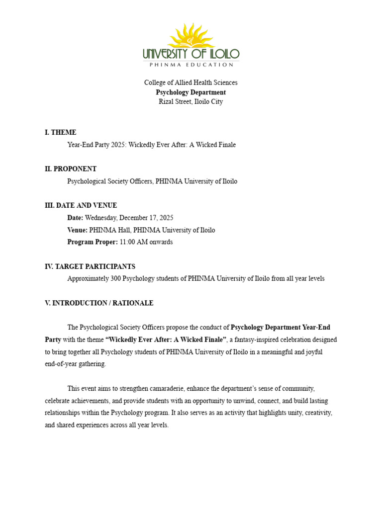 Year-End Party 2025 for Psychology Students | PDF