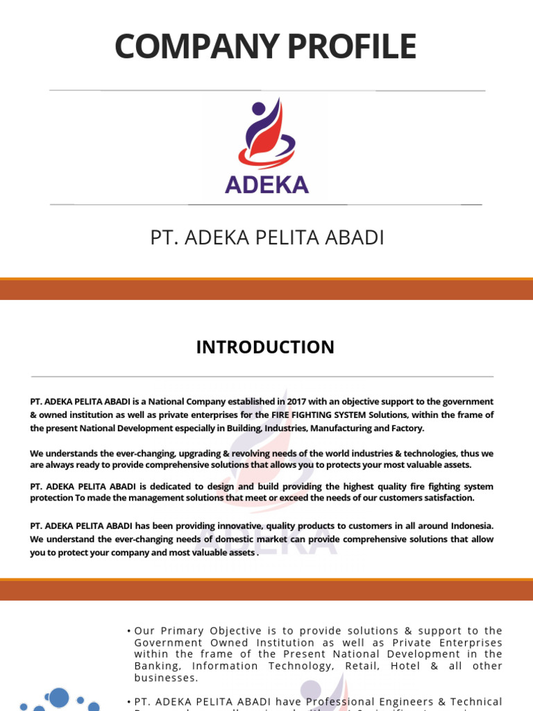 Company Profile Pt. Adeka Pelita Abadi 2023 | PDF | Public Safety ...