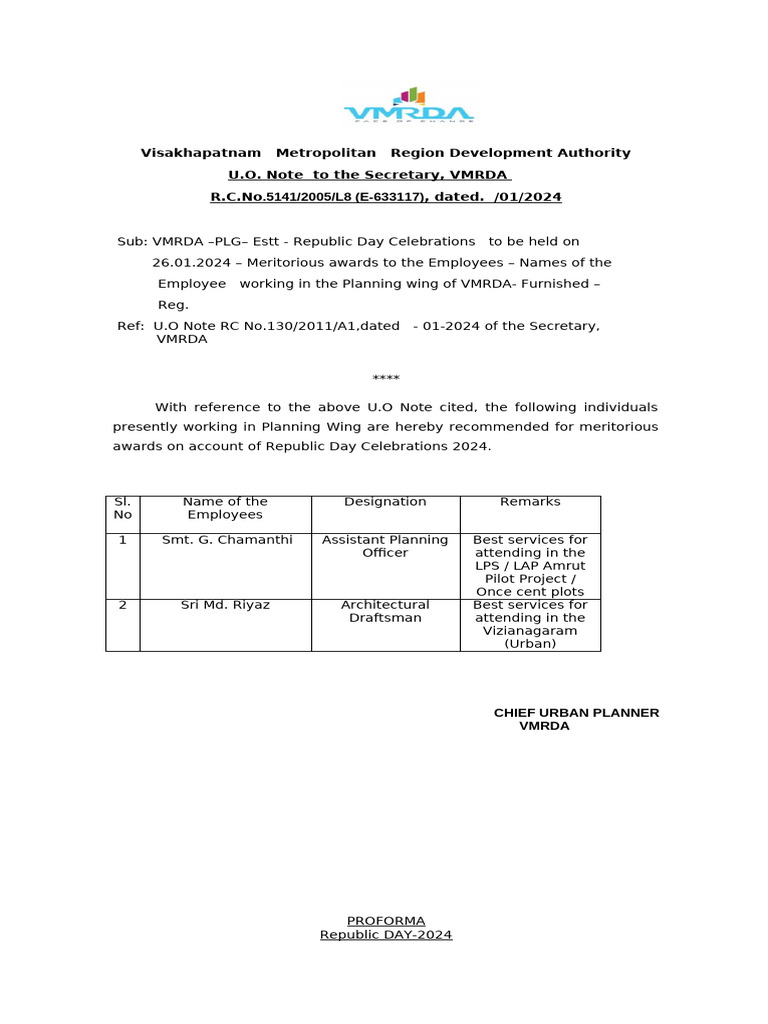 Republic Day Celebrations Meritorious Awards | PDF