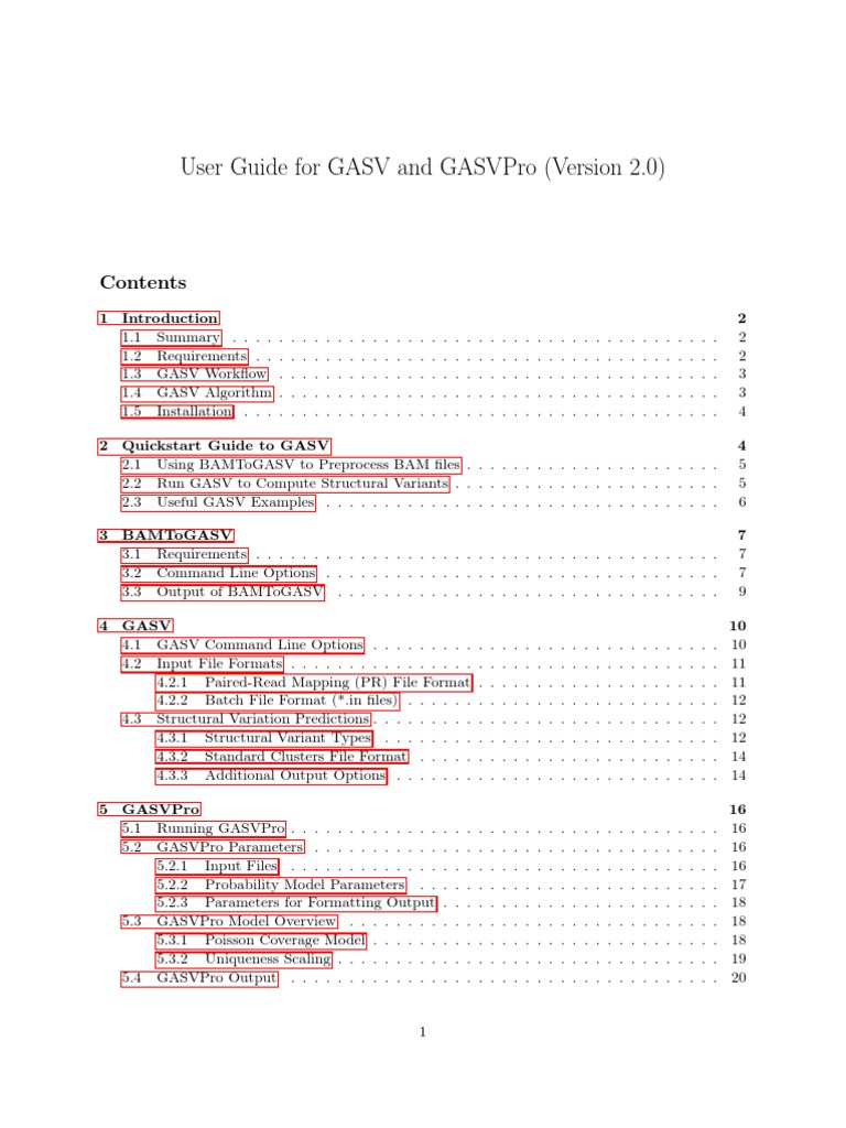 User Guide For Gasv and Gasvpro (Version 2.0) | PDF | Bioinformatics ...