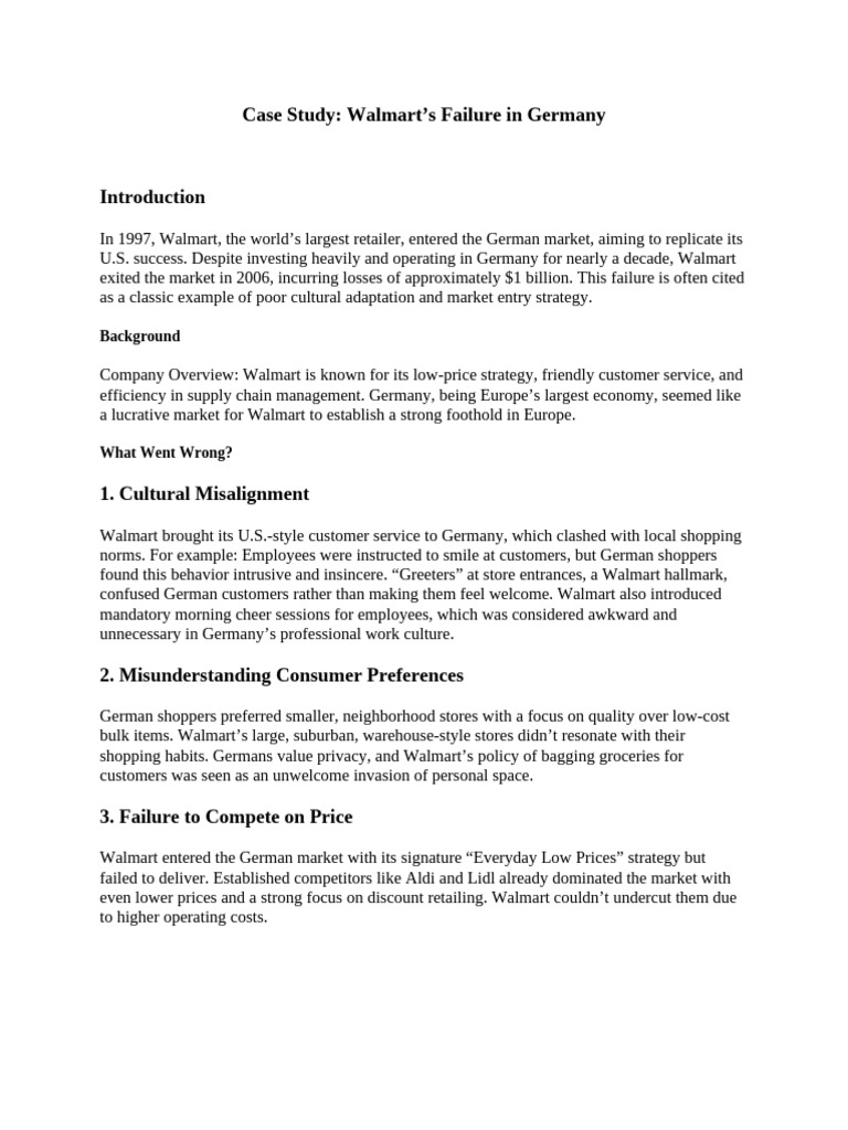 Walmart's German Market Failure Analysis | PDF | Walmart | Retail