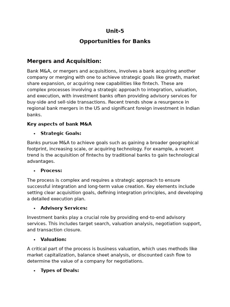 Bank Mergers, Bancassurance, and Tech Opportunities | PDF | Mergers And ...