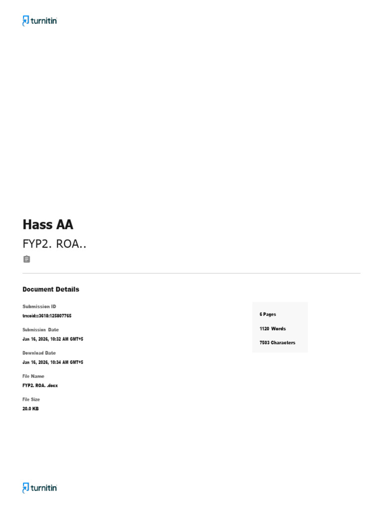 FYP2. ROA Ai | PDF | Turnitin