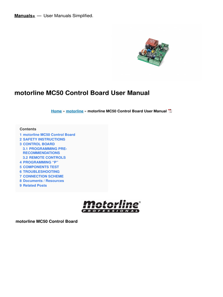 Motorline MC50 Control Board Manual | PDF | Waste | Recycling