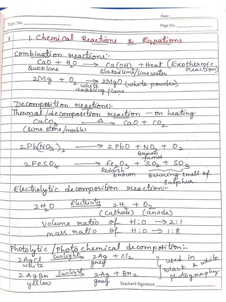 Grade X Chemical Equations | PDF