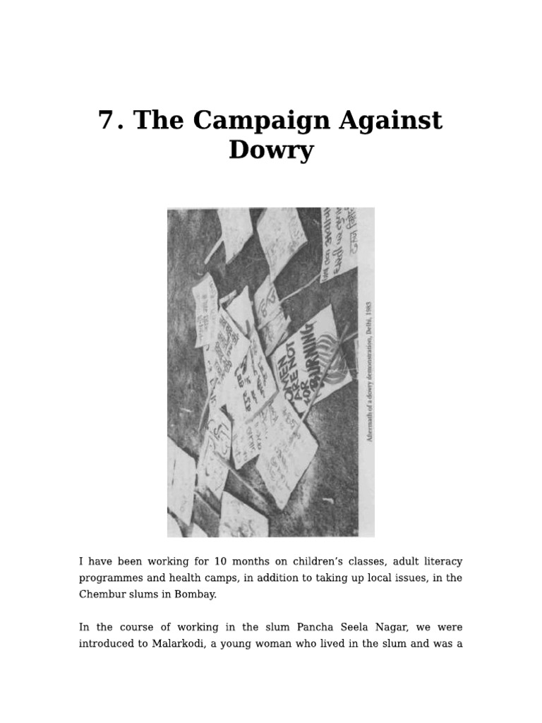 Campaign Against Dowry | PDF