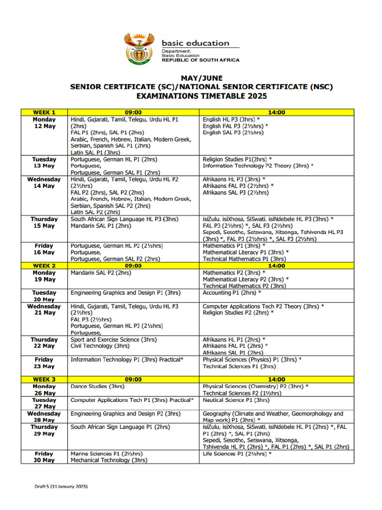 2025 May-June Timetable | PDF