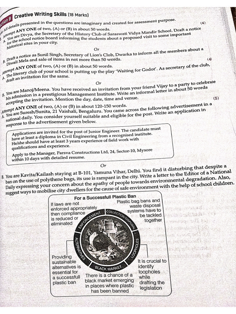 Class 12th English Writing Section | PDF