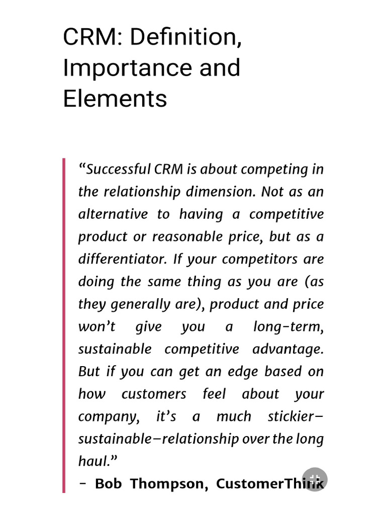 CRM - Unit I - Chapter 1,2 & 3 | PDF