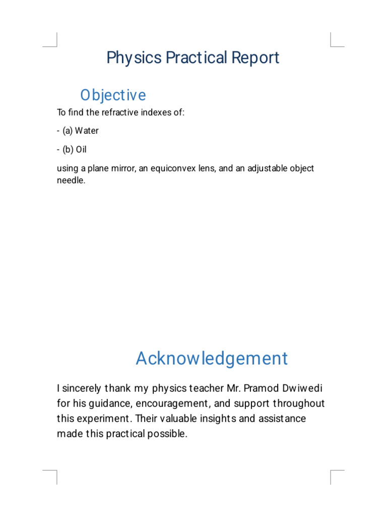 Colorful Physics Practical Report | PDF | Mirror | Optics