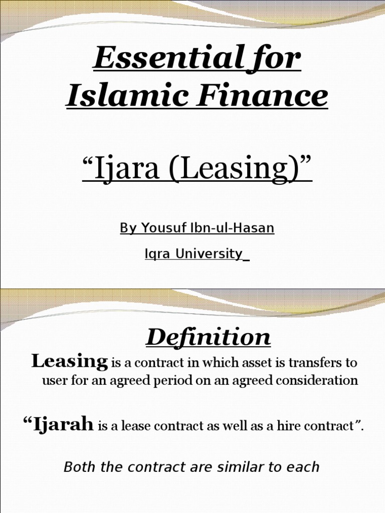 Understanding Ijarah in Islamic Finance | PDF | Islamic Banking And ...