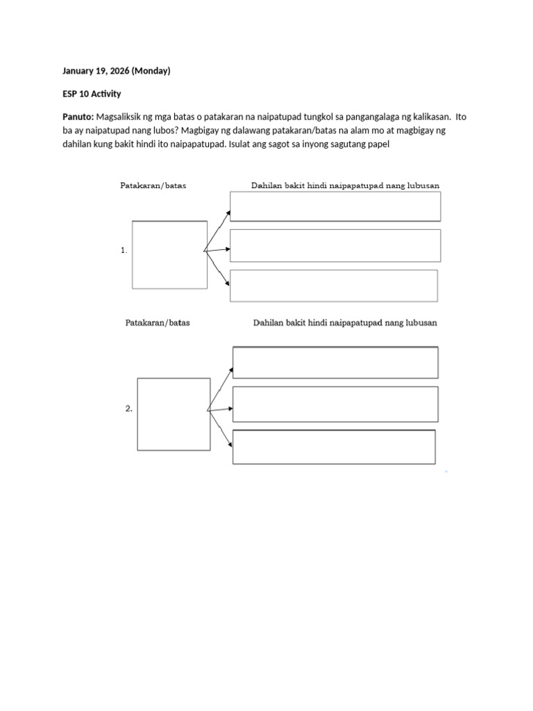 Esp 10 Activity Sheet January 19 2026 | PDF