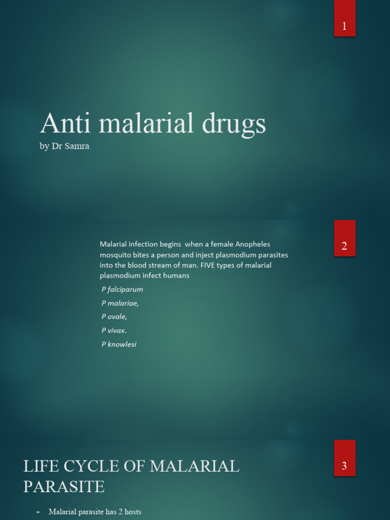 Anti Malarial Drugs. by DR Samra | PDF | Plasmodium | Malaria