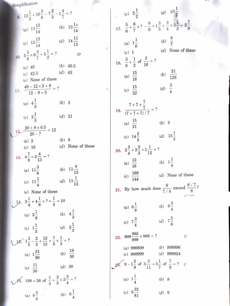 Simplification Practice Sheet | PDF