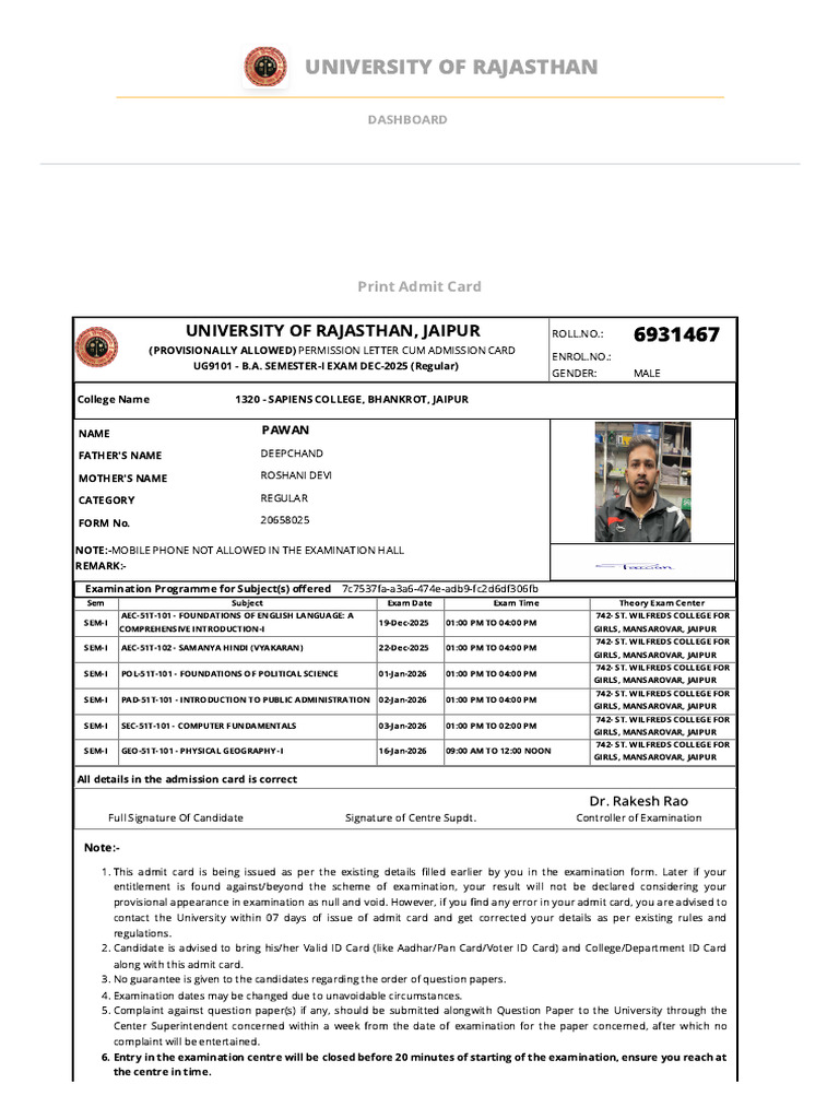 UNIVERSITY OF RAJASTHAN Pawan | PDF