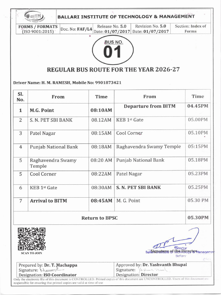 Bus Route For 2026-27 Ay | PDF