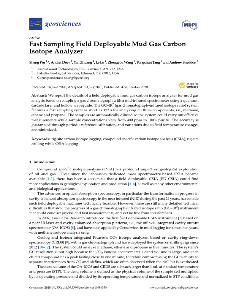 Field Deployable Mud Gas Isotope Analyzer | PDF | Gas Chromatography ...