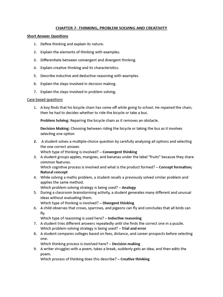 Thinking, Problem Solving, and Creativity | PDF | Thought | Creativity