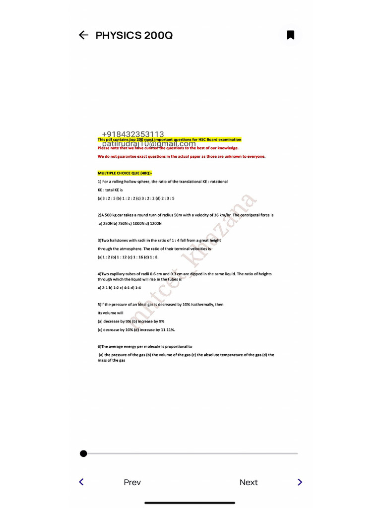 Physics Questions | PDF