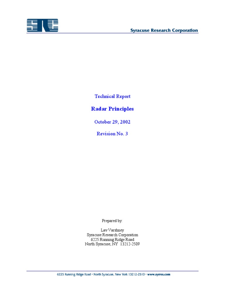 Radar Principles: Technical Report | PDF